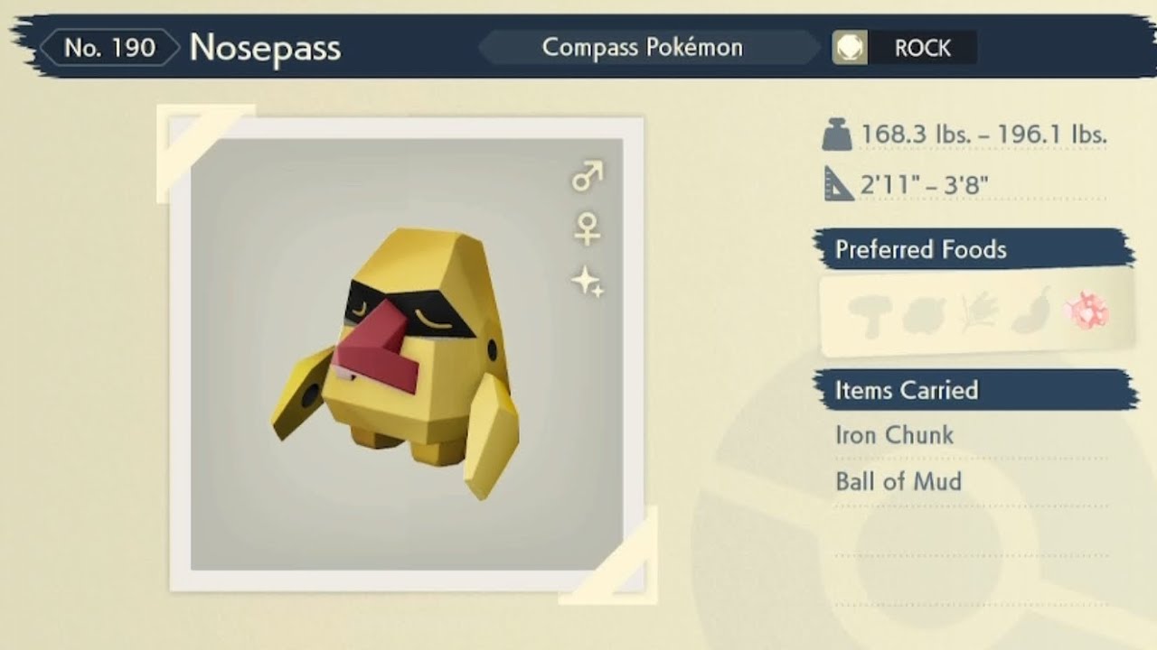 Pokémon Legends Arceus Shiny Nosepass - YouTube