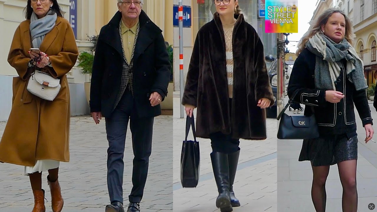 part 2 ELEGANT & CASUAL LOOKS OF WINTER IN VIENNA BUSY STREET, 31 ...