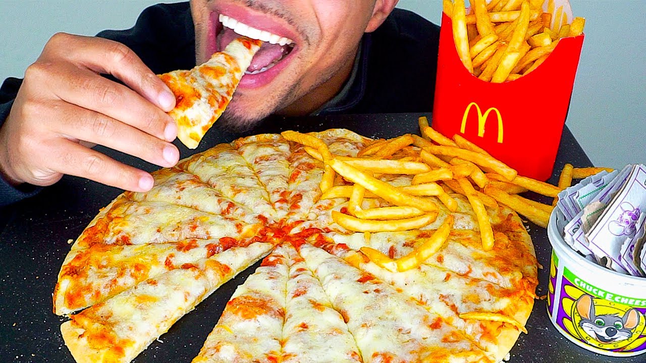 ASMR CHUCK E. CHEESE PIZZA MUKBANG | EATING MCDONALD'S FRIES | TALKING ...