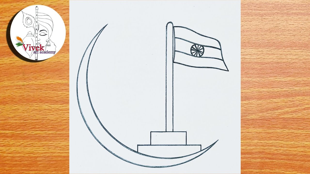 Indian Flag on the Moon (Easy Drawing) | Flag of India Drawing Step by ...