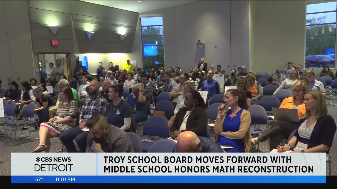 Troy school board moves forward with middle school honors math reconstruction - YouTube