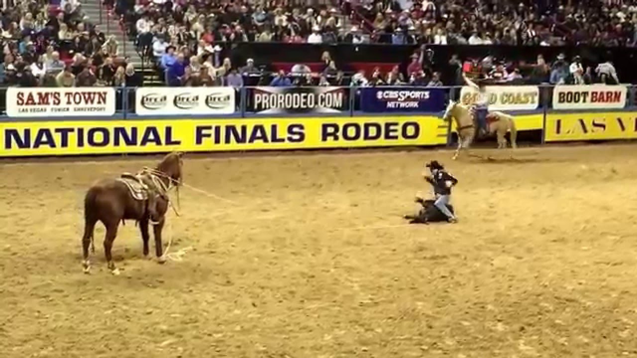 Trevor Brazile laying down a 6.8 to win the tie-down roping on the ...