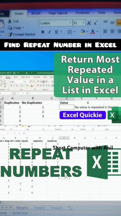 find repeat number in Ms Excel #shortvideo #microsoftexcel #exceltips #yutubeshorts #ytshorts ...