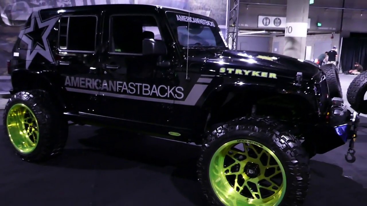 American Fastbacks Custom Jeep Wrangler - Neon Green Wheels - 2018 LA ...