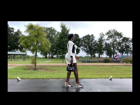 Crossdresser Mature In Spectator Heels and Black And White Dress | Transvestite