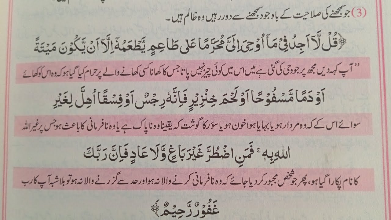 surah inam ayat 145 with tarjuma and translation in Urdu halo haram in ...