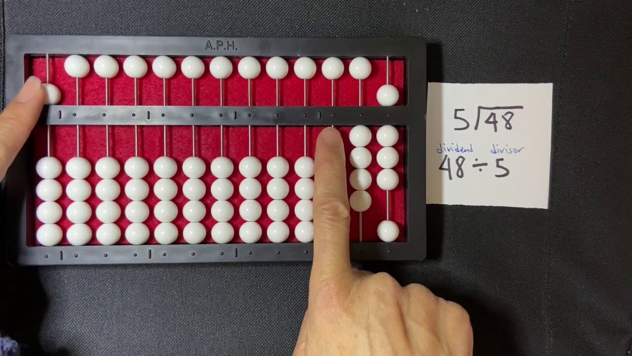 Cranmer Abacus Counting Method Division: double digit with remainder - YouTube