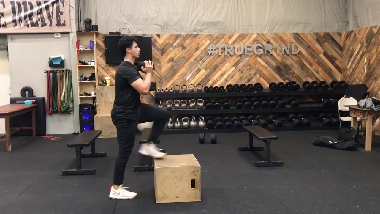 DB Goblet Step-Up to High Knee - YouTube