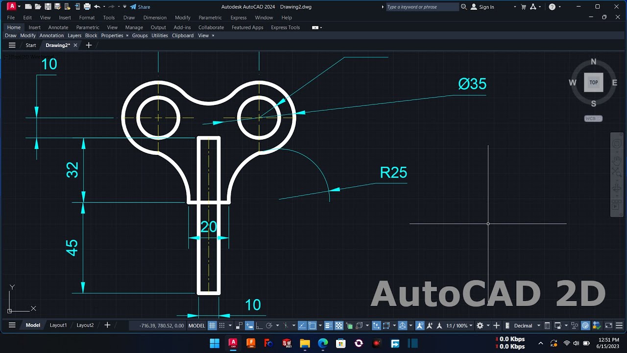 Ex 9 || autocad 2D || chapter 1 - YouTube
