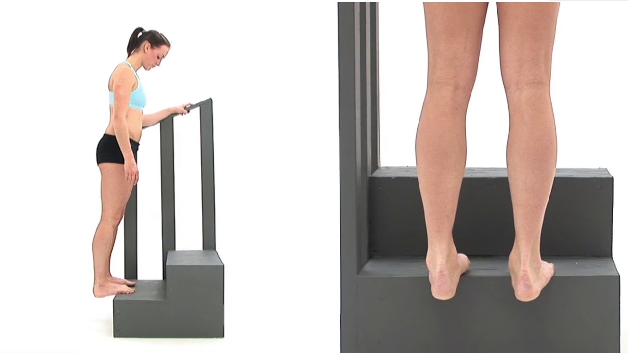 Heel Raises to Parallel (double, stairs) - YouTube
