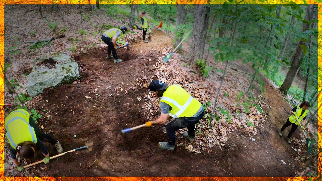 Rerouting a trail around a Sketchy Eroded Turn. - YouTube