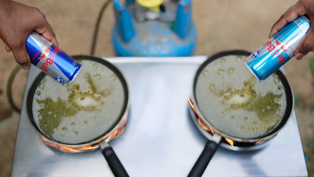 Boiling Red Bull VS Red Bull Sugar Free Experiment - YouTube