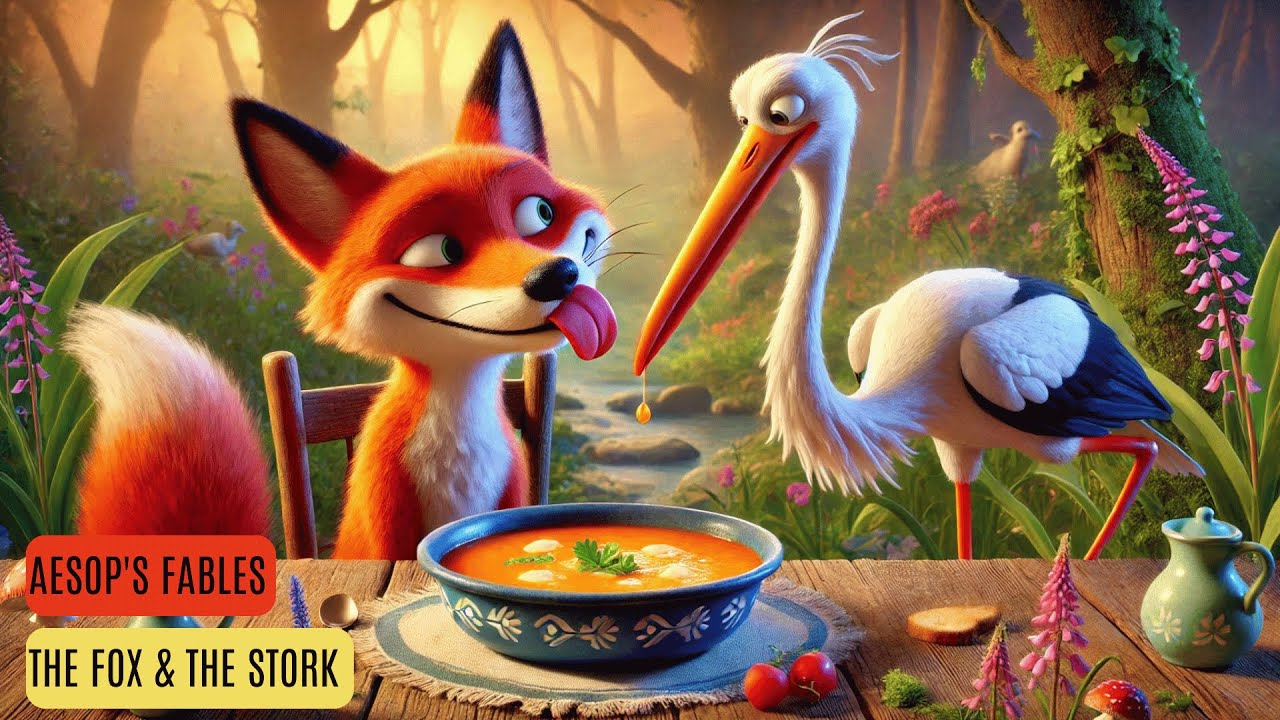 Aesop's Fables | The Fox & the Stork | Sleep Tales | Children's Stories ...
