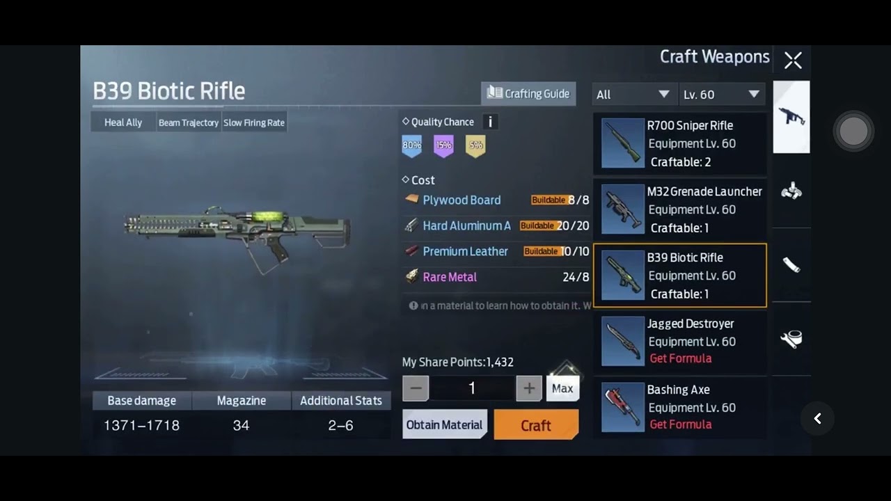 GARENA UNDAWN FIRST TRY AND FIRST CRAFT OF BIOTIC RIFLE LEVEL 60 ...