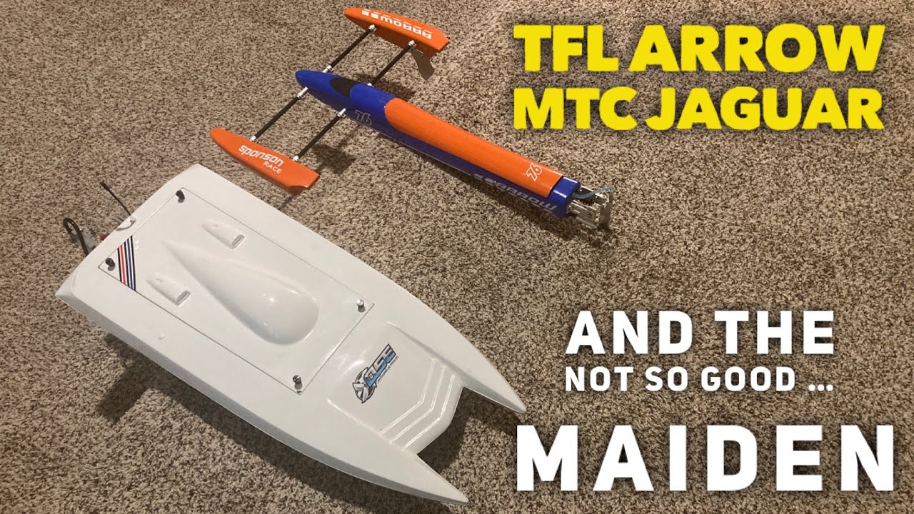TFL Arrow Rigger 4S and MTC Jaguar Catamaran 6s Maiden | RC Boats - YouTube
