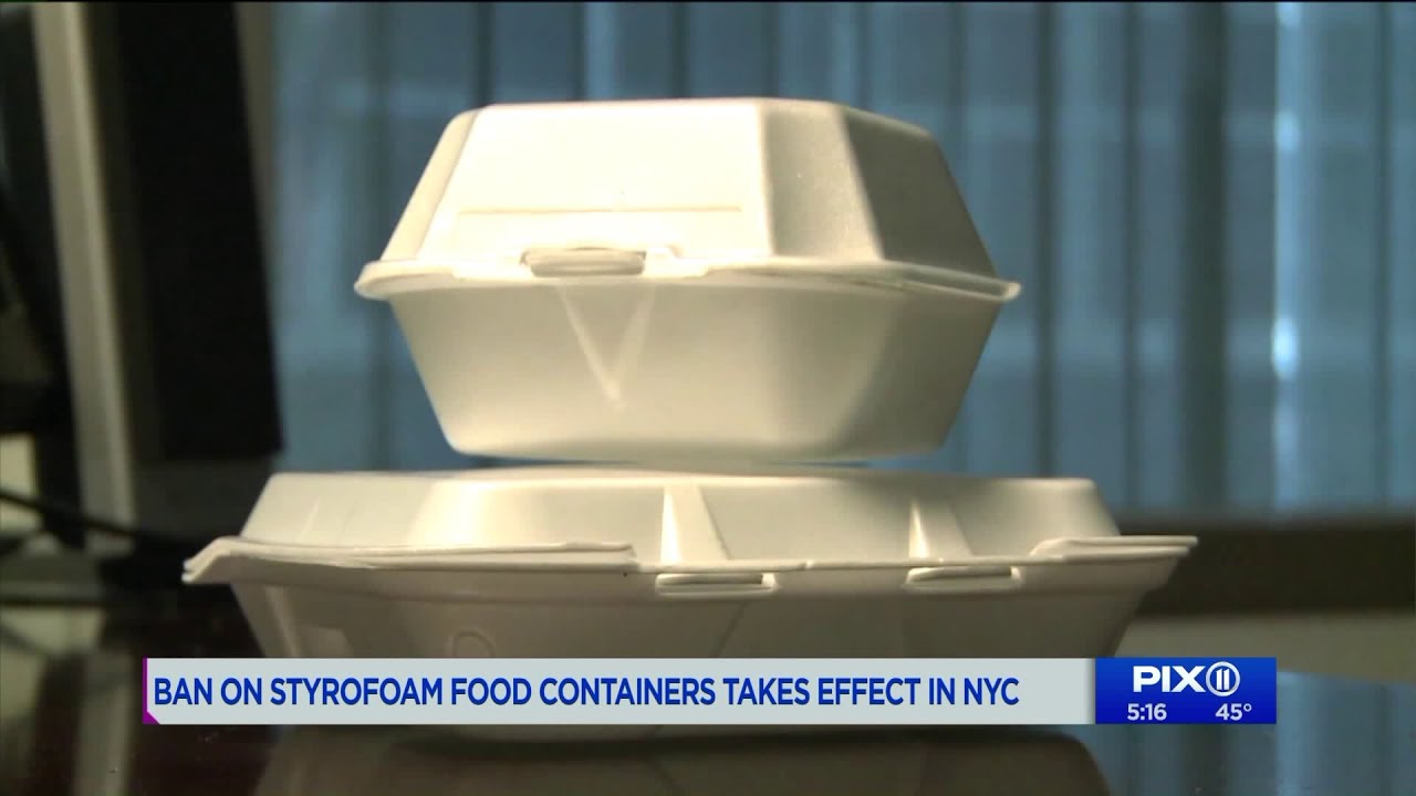 NYC ban on foam food containers takes effect - YouTube