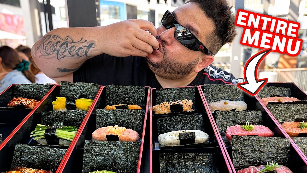 Eating ENTIRE HAND ROLL Sushi Menu - YouTube