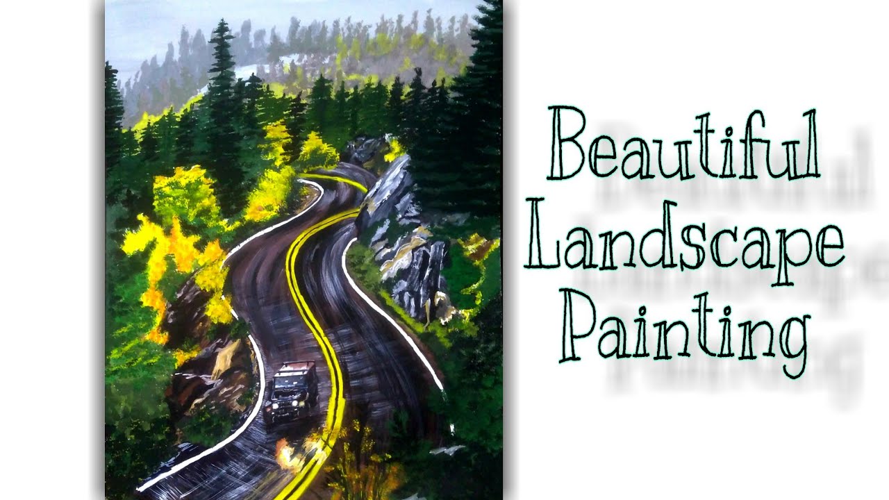 How to paint Landscape | Hilly landscape Painting | Step by step ...