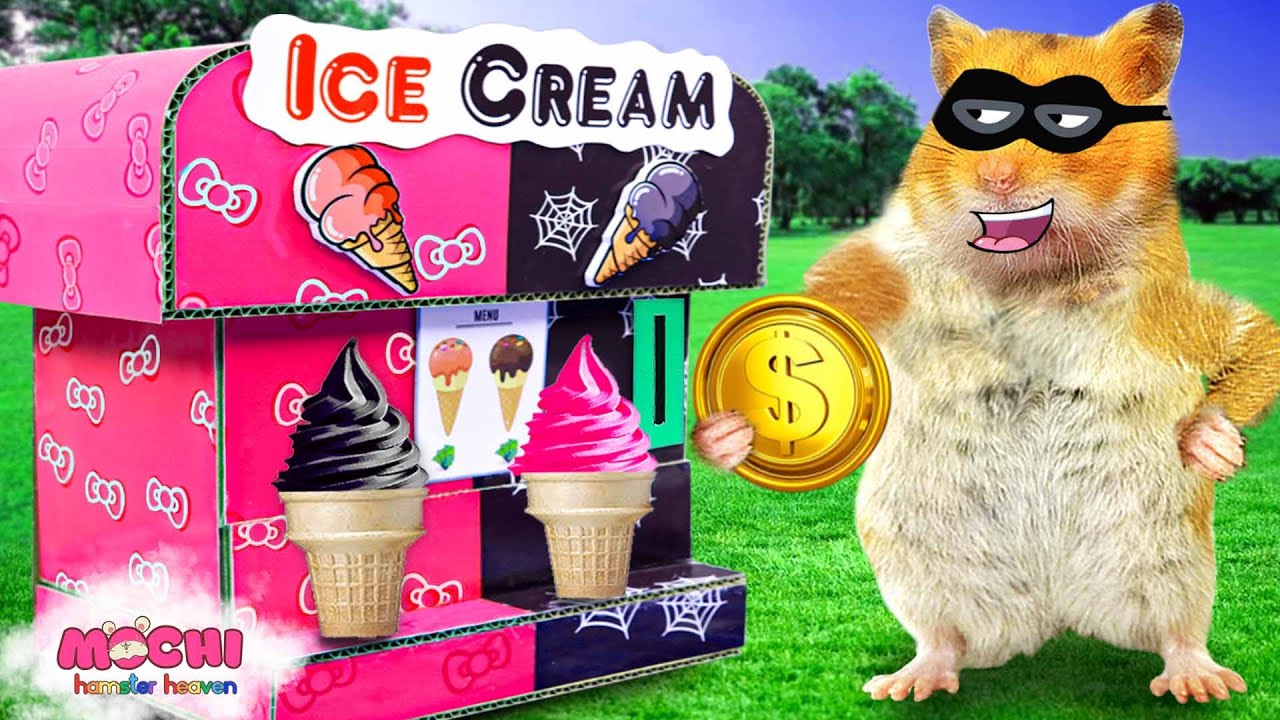 Big trouble | Hamster thief steals money from Black Pink ice cream machine 🍦🍦 | Mochi Hamster ...