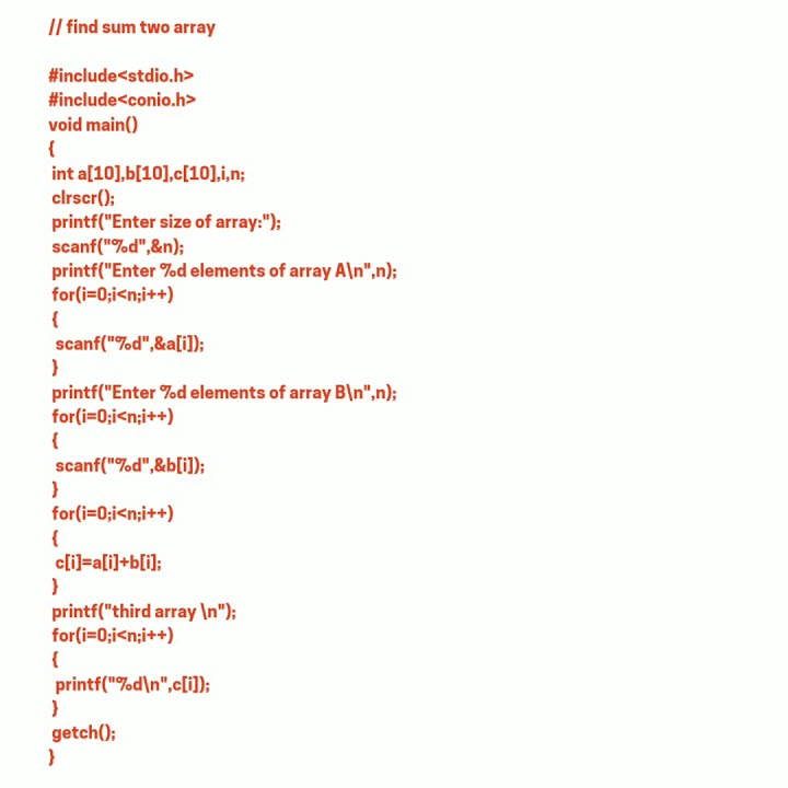 addition of two array in c language - YouTube