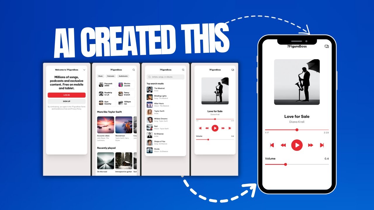 I Designed a Music Streaming App in 1 Minute Using AI | UX/UI AI ...