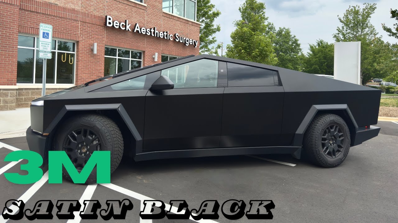 3M Satin Black Vinyl Wrap CyberTruck - YouTube