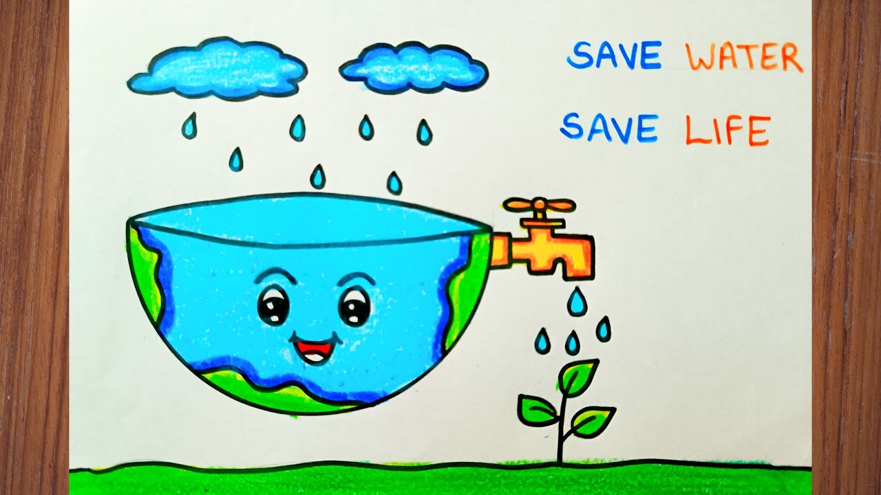 A#Save water save life poster drawing easy for beginners #How to draw ...