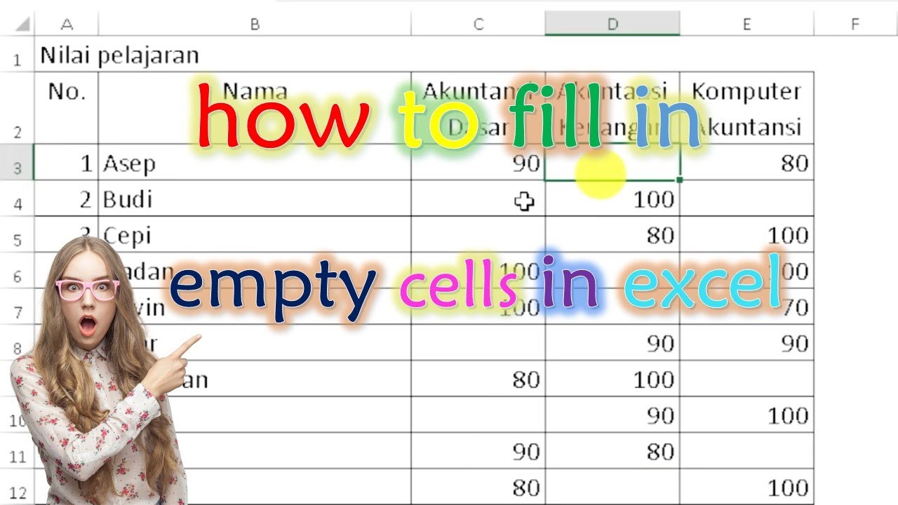 cara mengisi cell yang kosong di excel - YouTube