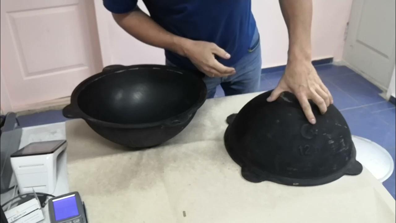 Казан узбекский чугунный 12 литров с крышкой с плоским дном и с круглым ...
