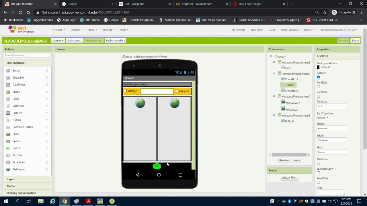Google Wikipedia Search App MIT APP INVENTOR 2 - YouTube