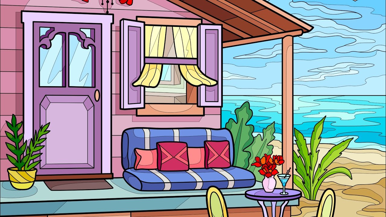 Purple Beach House Hey Color app Online Game Paint by Numbers # ...