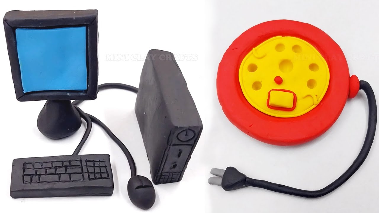 DIY Clay Miniature Computer & Extension Box Tutorial - YouTube