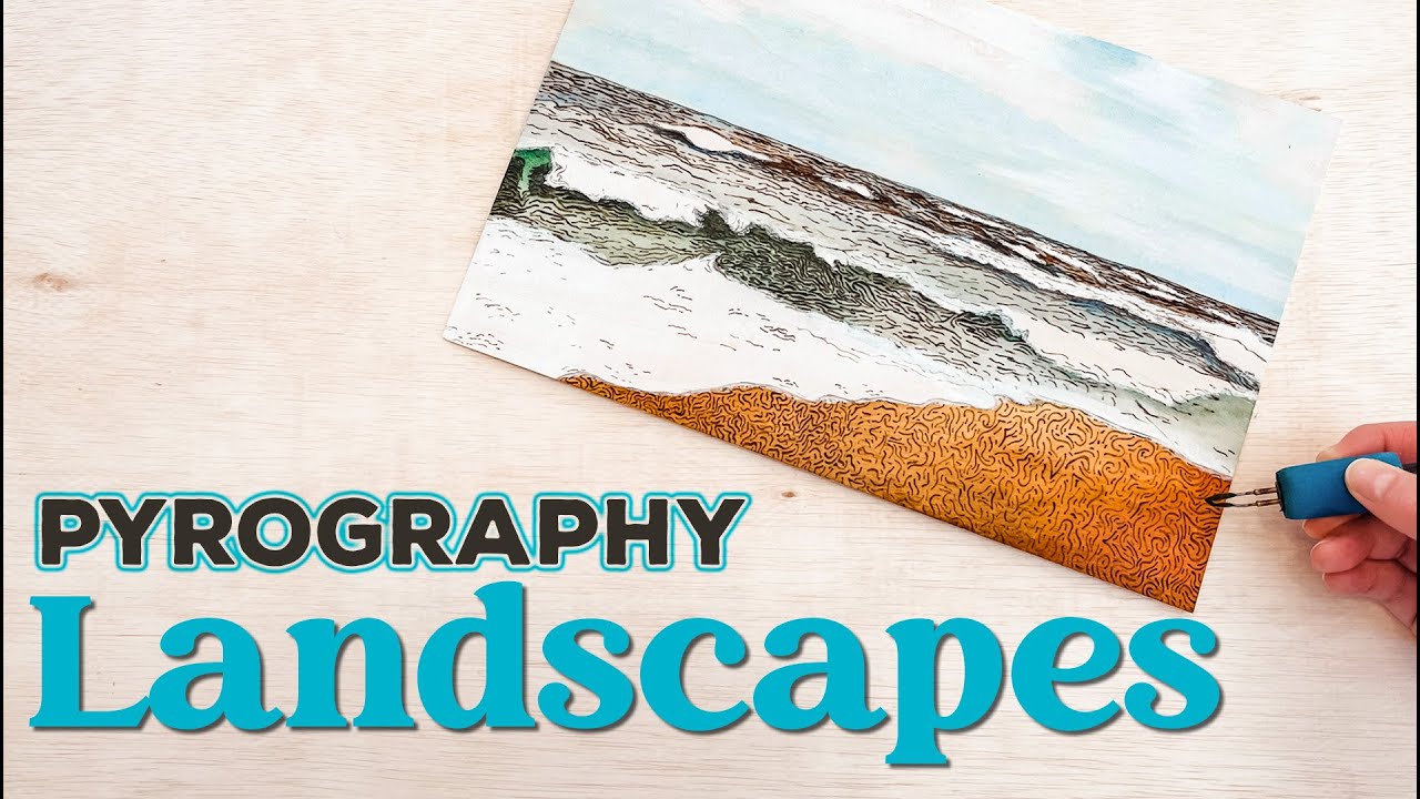 Pyrography Time Lapse | Wood Burning Beach Landscape - YouTube