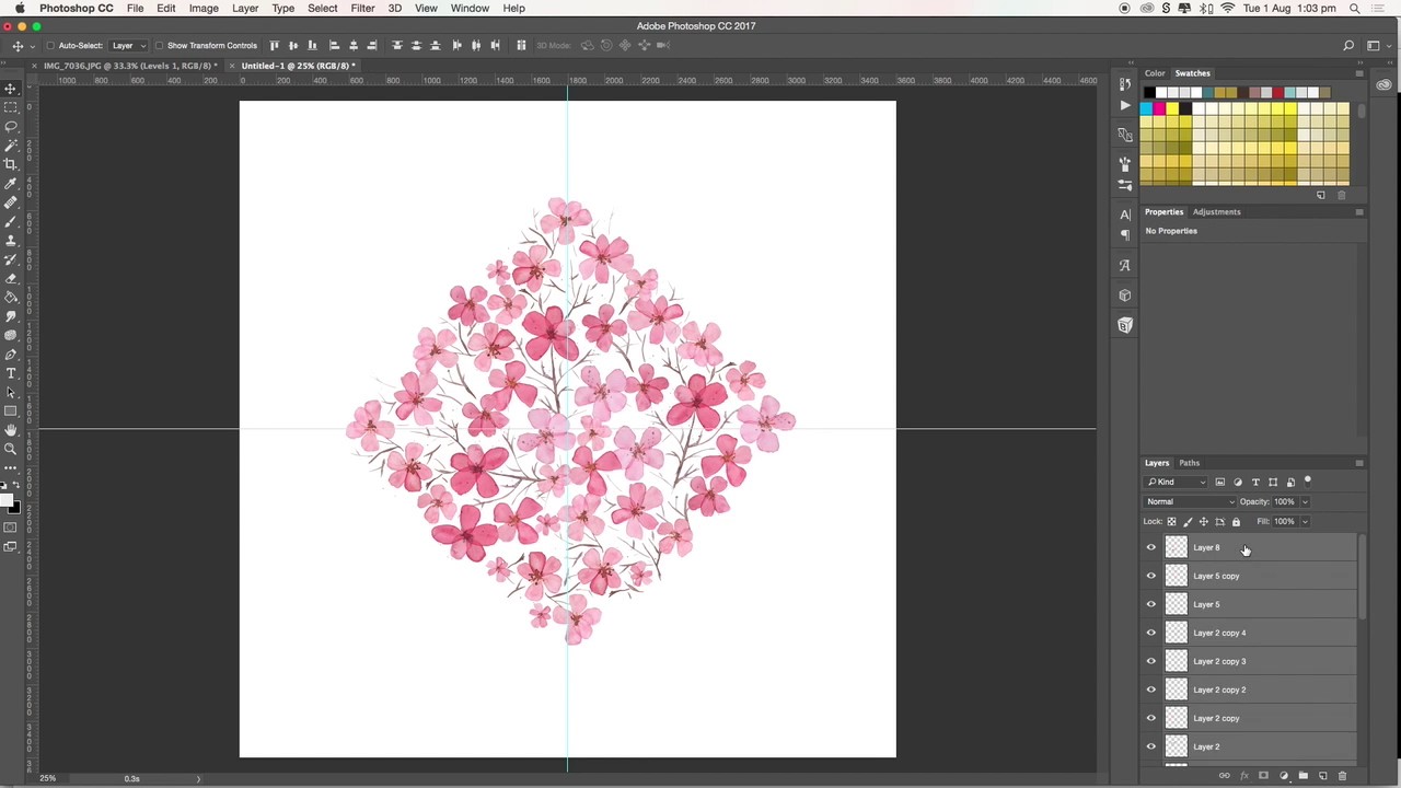 Turning a watercolour painting into a repeat pattern - YouTube