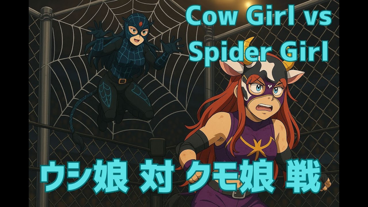 Cow Girl vs Spider Girl（AI-Generated Fictional Aneme）ウシ娘 対 クモ娘 戦（AI架空 ...