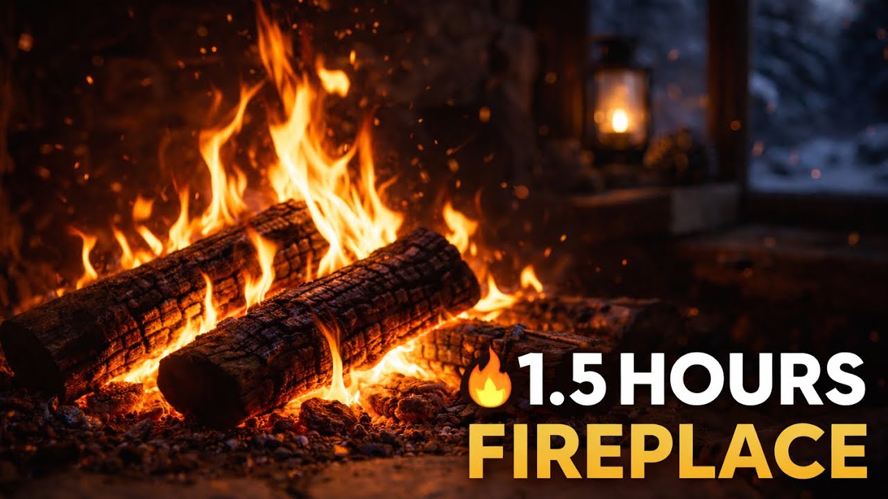🔥 Realistic Fireplace Loop (1.5 Hours) | Cozy Fire Sounds for Deep ...