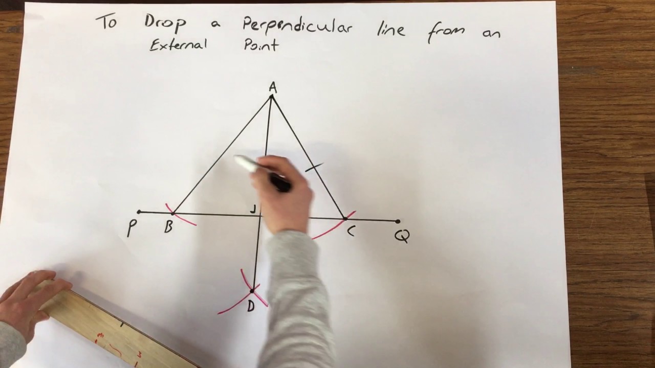To drop a perpendicular line from an external point - YouTube
