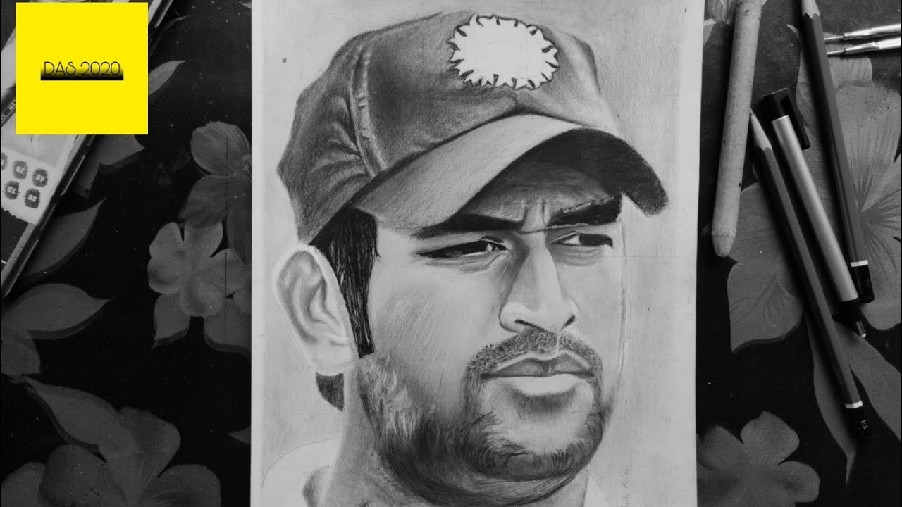 Timelapse Pencil Drawing of MS Dhoni| Easy pencil drawing| Pencil ...