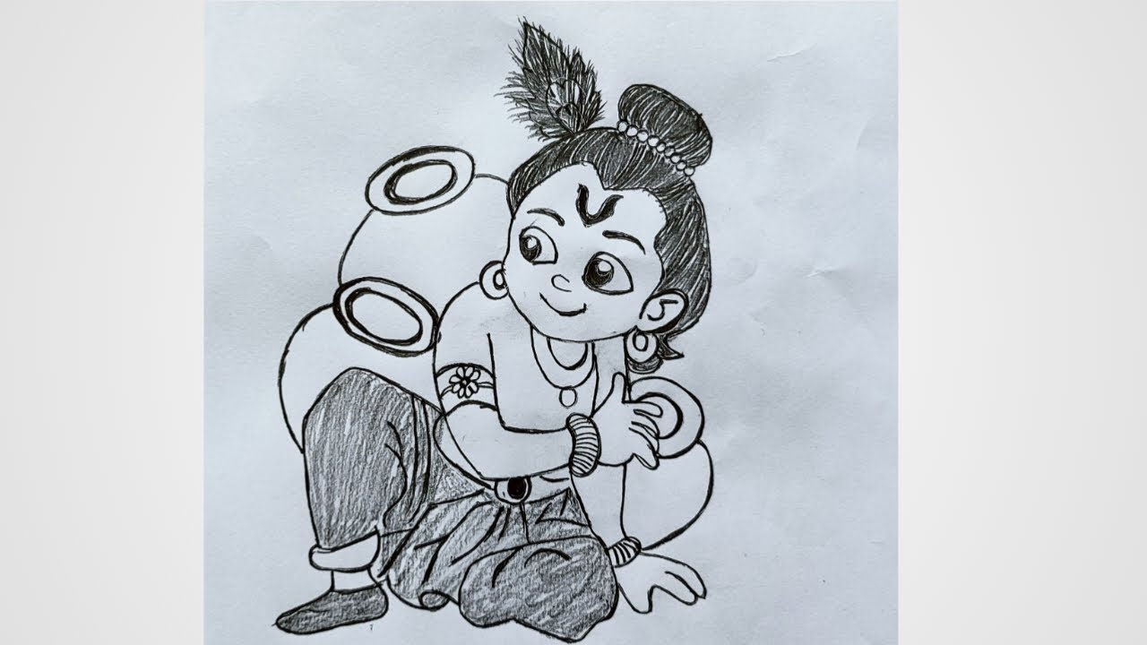 How to draw bal krishna//pencil sketch drawing - YouTube
