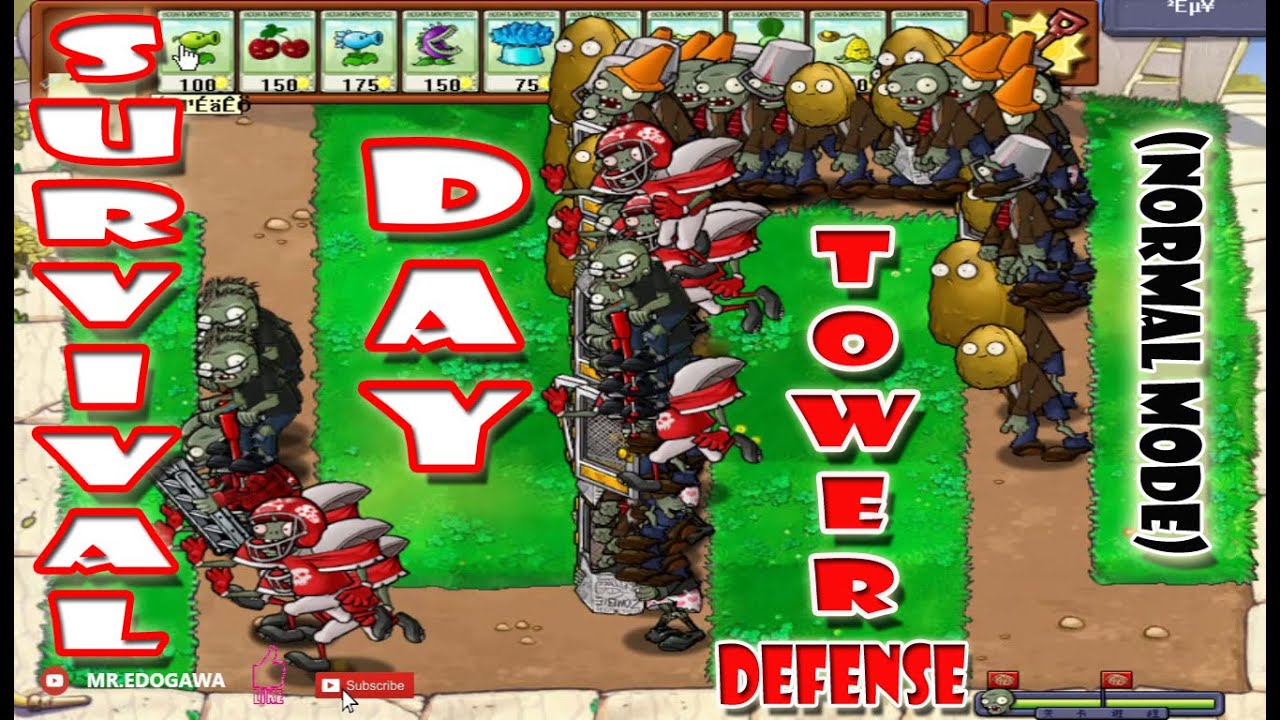 SURVIVAL DAY TOWER DEFENSE (NORMAL MODE) - PLANTS VS ZOMBIES - YouTube
