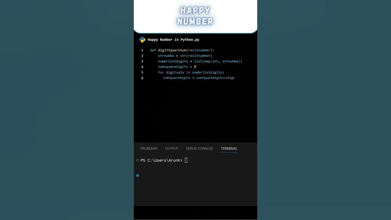 Python Program To Check A Number Is Happy Number Shorts Python Coding Pythonlearning Youtube