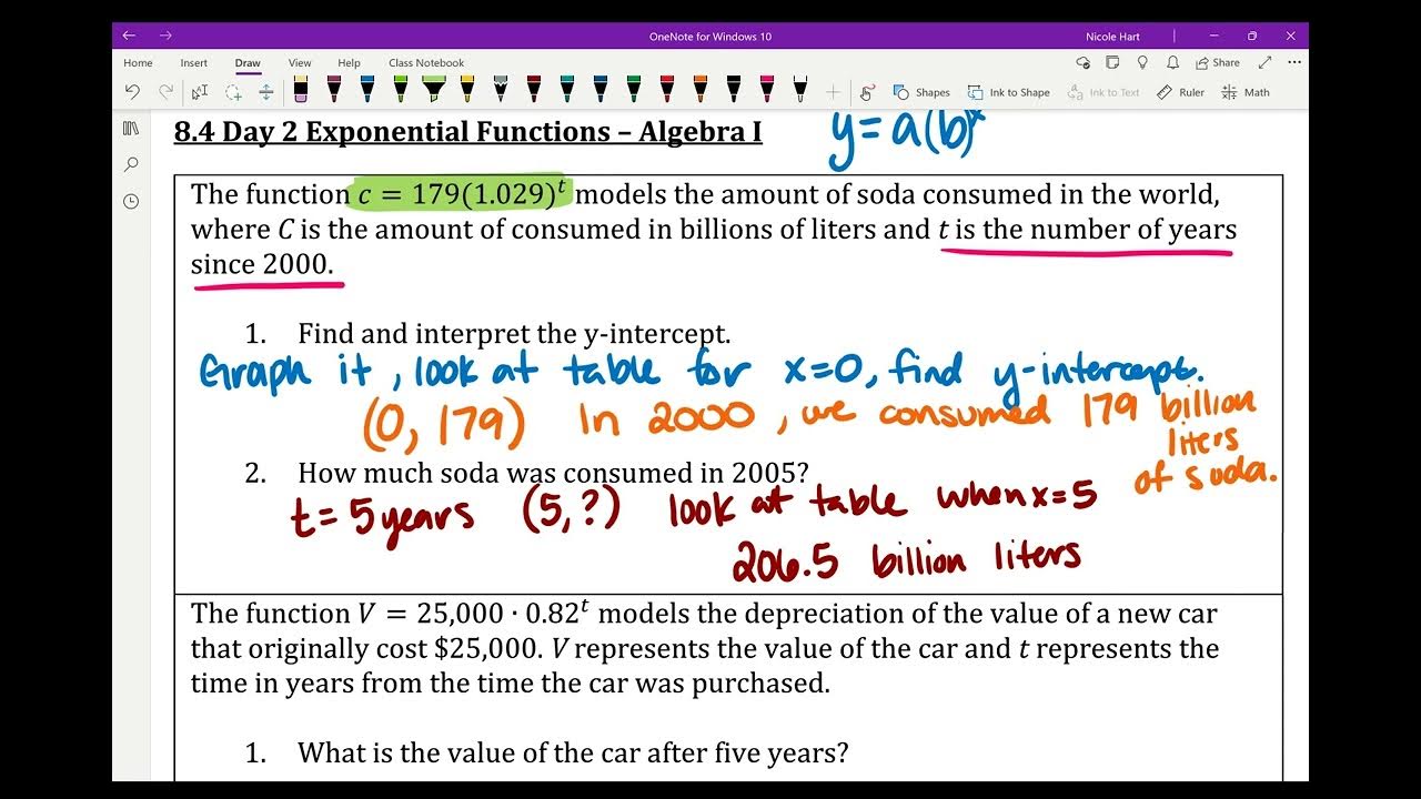8.4 Day 2 Exponential Functions Word Problems - YouTube
