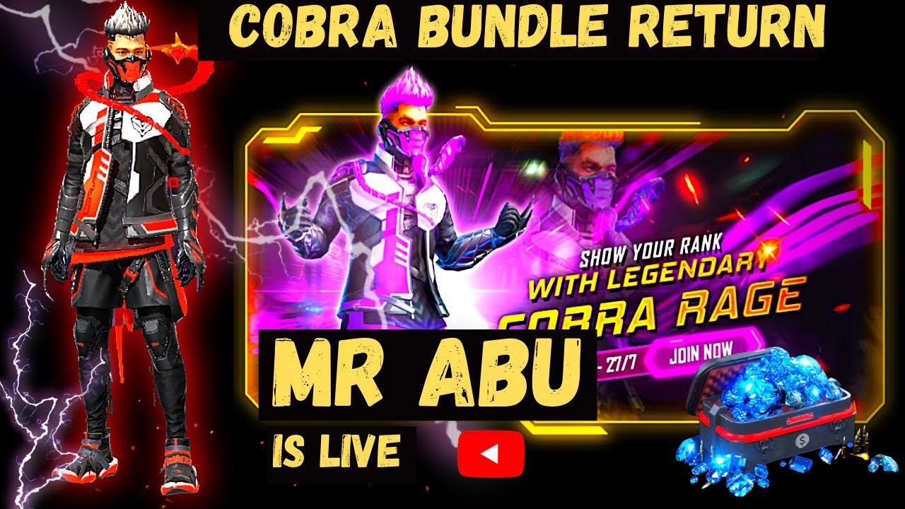 Free Fire live/ cobra rage bundle return / MR ABU, Free Fire Pakistan ...
