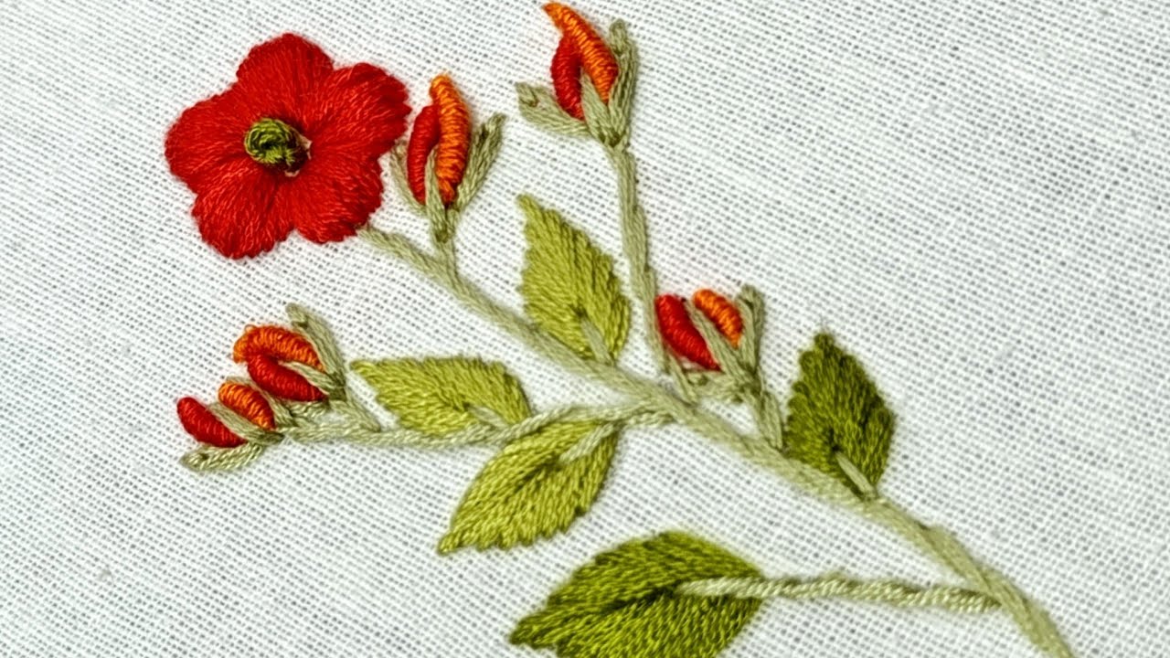 "Orange Flower Embroidery | Step by Step Hand Embroidery Tutorial - YouTube