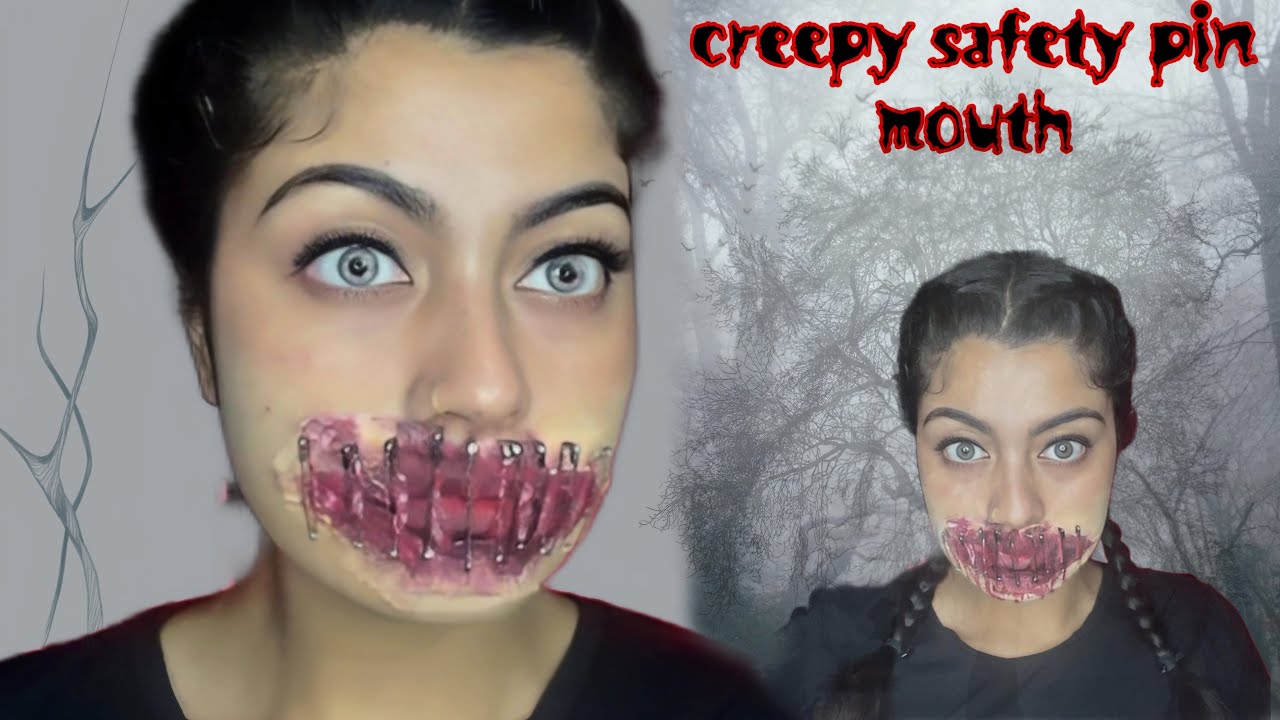 Easy Creppy Safety Pin Mouth | SFX | Makeup Tutorial |☠️ ⁠ ⁠ @01khushi ...