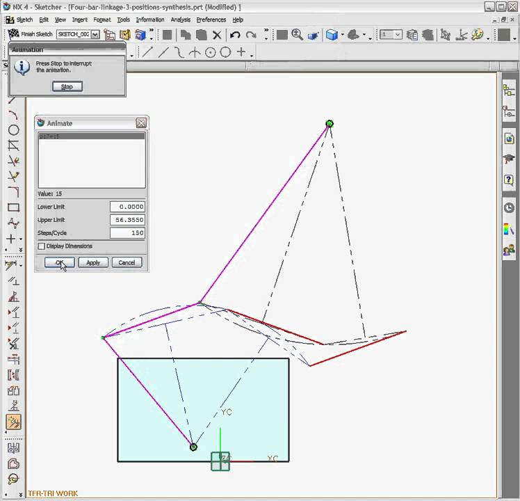 3-Position Motion Generation Four-Bar Linkage Synthesis using Unigraphics NX4 Sketch - YouTube