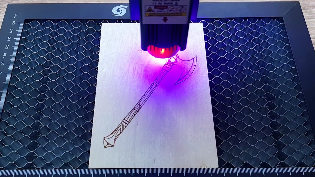 Medieval Axe Engraved in Wood - Laser Engraving Design - YouTube