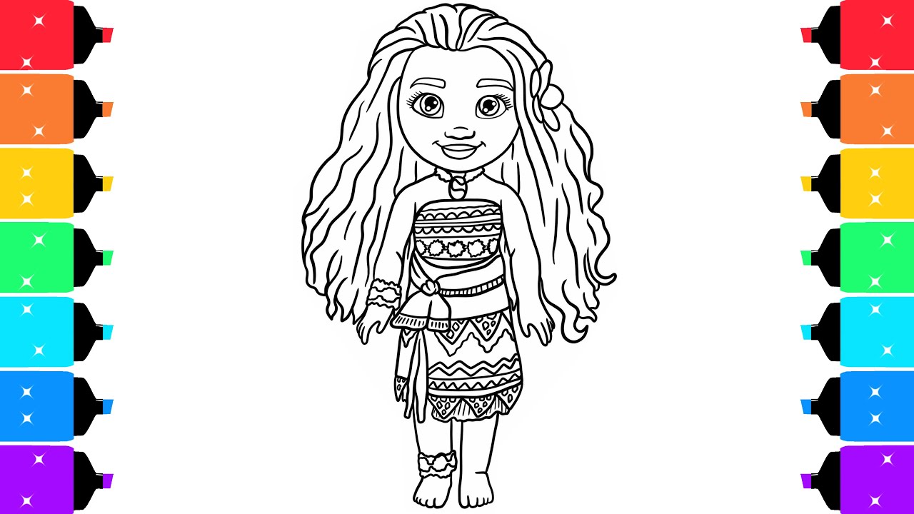 Coloring Disney Princess Moana | Disney Princess Coloring Book - YouTube