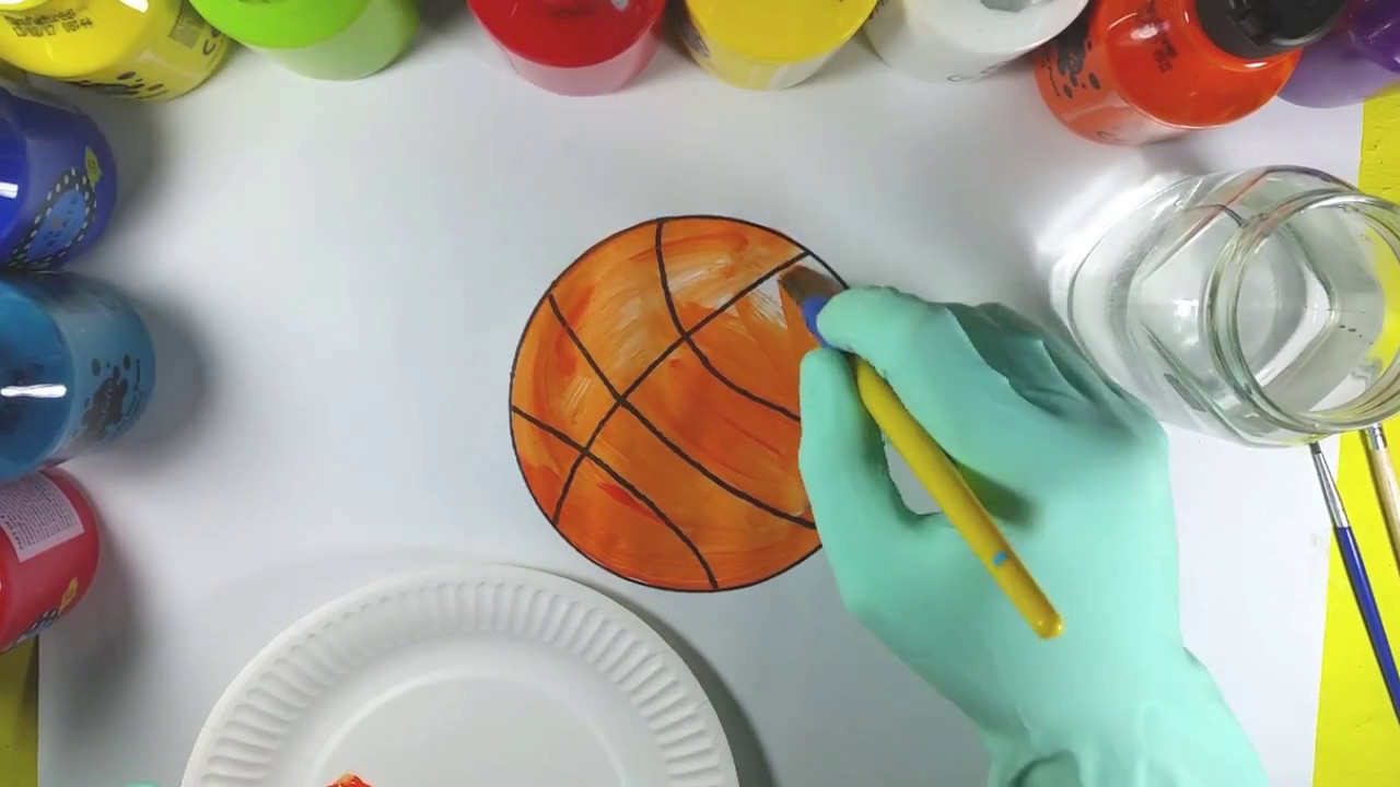 Learn to draw and color a Basketball, Art for kids and toddlers - YouTube