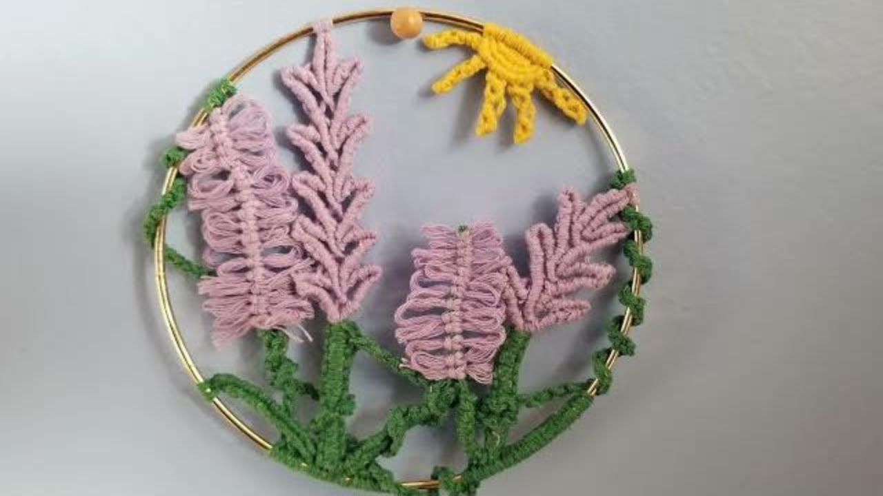 DIY - How to make Macrame Lavender Field (1) 编织薰衣草花田 - YouTube